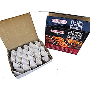 Chef Master 05004CM Ceramic Gas Grill Self Cleaning Briquettes, Replacement for Lava Rocks, Cleaner Cooking, Gas Grill Briquettes for BBQ Grill