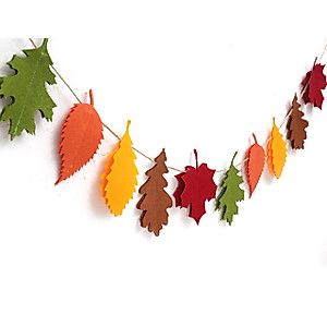 Felt Fall Leaf Garland - Double Layers Felt Leaves Banner, Fall Decorations for Mantle, Thanksgiving Decorations