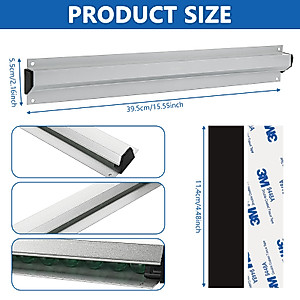 16 Inch Restaurant Receipt Holder with Ticket Rack Magnetic Note, Silver Kitchen Slide Check Rack, Bill Orders Ticket Holder Tab Aluminum Display Rail for Restaurant Cafes Pubs Bars