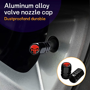 ZKFAR Pack-4 Skull Car Wheel Tire Valve Stem Caps, Universal Dust Proof Valve Stem Covers, Car Air Valve Caps Cover (Red)