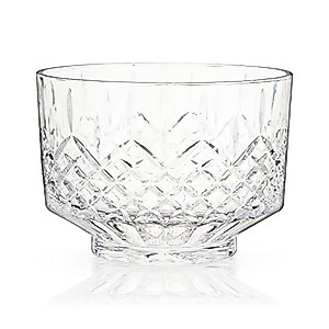 Viski Admiral Crystal Punch Bowl - Vintage Style Glass Punch Bowl for Parties - Serveware for Cocktails, Dishwasher Safe 2.5 Gallons 320oz Set of 1.