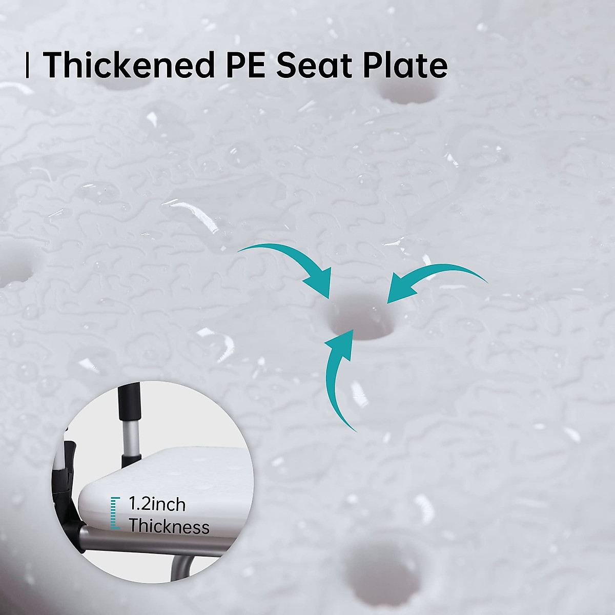 ELENKER Swivel Shower Chair for Inside Shower, Adjustable Pivoting Bath Chair and Medical Grade Rotating Shower Seat with Liftable Armrests and Backrest