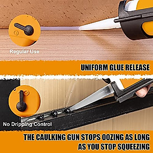 TOLESA Anti-Drip Hand Caulking Gun High Thrust Ratio 12:1 with No Dripping Control for Kitchen Bathroom Window Easy Caulk Gun Non Drip 10oz (310ml) Silicone Caulking Tools Kit with Caulk Removal Tool