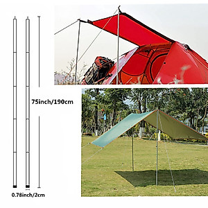 Adjustable Tarp Pole Canopy Pole Set of 2, Portable Tent Poles Rodsfor Camping Tarps,Tent,Awnings, Shelters, Hiking