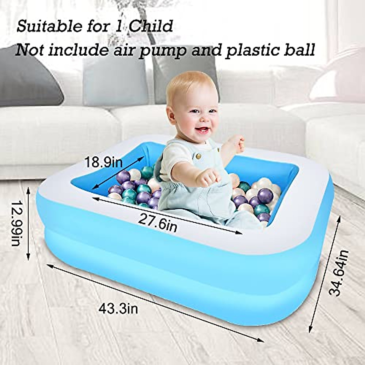 Inflatable Swimming Pool AMOCANE 43x34x13in Kiddie Pools Swim Center for Kids, Easy Set Swimming Pool for Backyard (for 1 Child) …