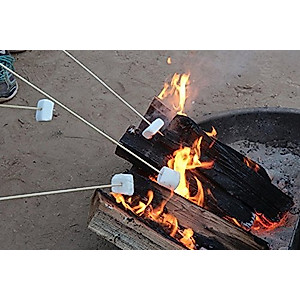 FLYPARTY Bamboo Marshmallow Roasting Sticks with 30 Inch 5mm Thick Extra Long Heavy Duty Wooden Skewers,Roaster Barbecue S'Mores Skewers Hot Dog Forks for Camping,Party,Kebab Sausage(60 Pcs)