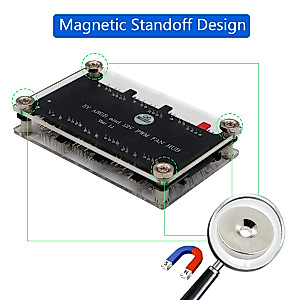Newest Version 2 in 1 6-Ways 5V ARGB and 12V PWM DC Fan Hub with Acrylic Case and Magnetic Standoff for ASUS/MSI 5V 3Pin LED Controller