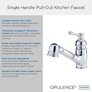 Gerber Plumbing Opulence Pull-Out Kitchen Faucet with Snapback Retraction