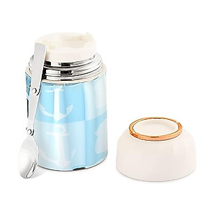 CUPADA Funny Cat Kitten Food Jar, Yellow Rubber Duck Insulated Hot Food Jars Vacuum 17OZ with Folding Spoon for Work Trip Picnic Camping