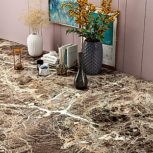 LACHEERY Large Size 36"x160" Light Emperador Marble Countertop Contact Paper Peel and Stick Brown Marble Wallpaper for Kitchen Bathroom Cabinets Marble Contact Paper for Table Desk Worktop Covers