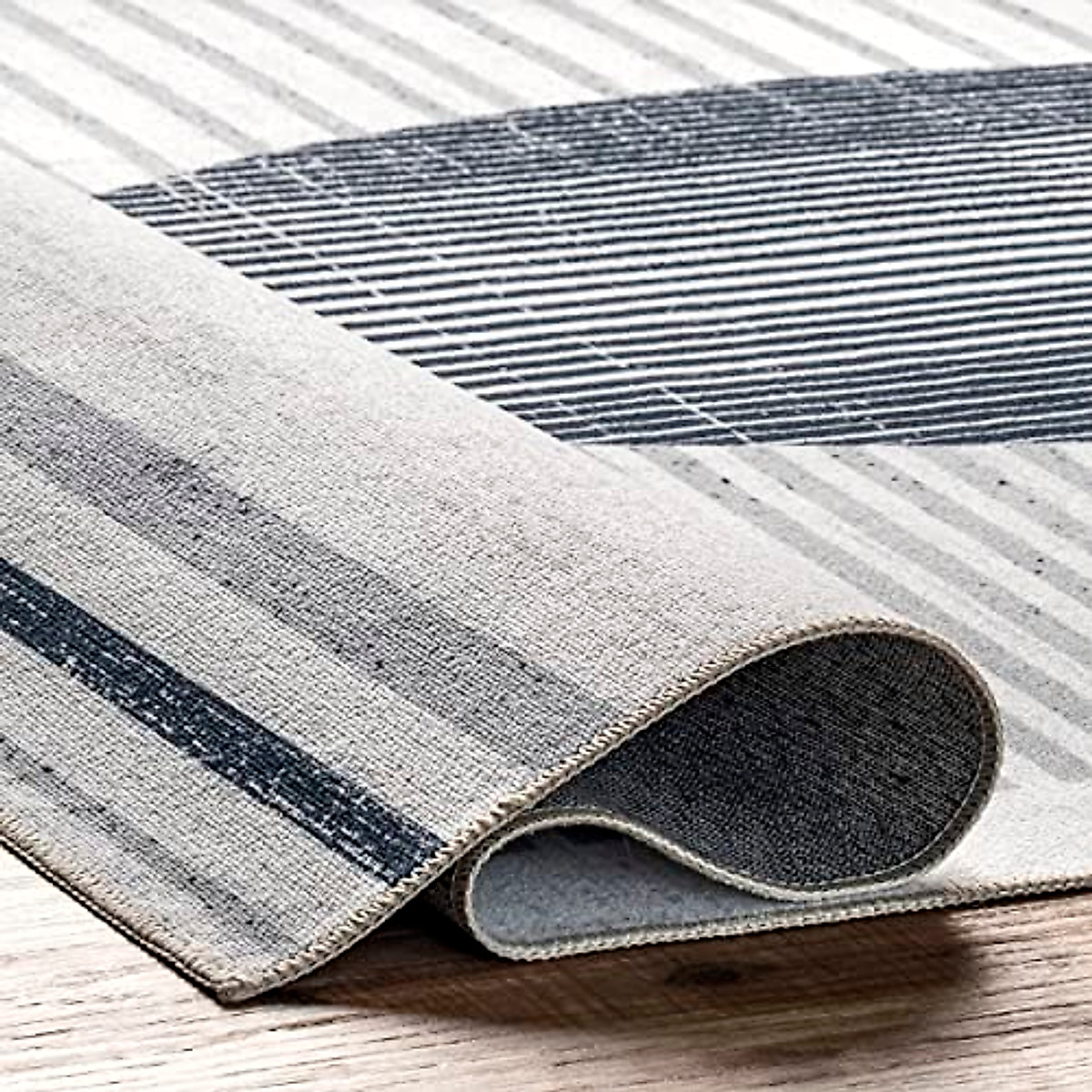 nuLOOM Camila Machine Washable Lunar Eclipse Ultra Thin Area Rug, 4' x 6', Grey