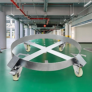 Drum Dolly for 30 Gallon Drums, Barrel Dolly with 4 Swivel Caster Wheels, Heavy Duty Steel Frame Drum Cart with Brake for Workshops, Factories, Warehouses (30 Gallon 4 Wheels)