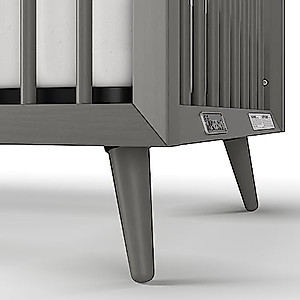 Child Craft Cranbrook 4 in 1 Convertible Crib, Mid Century Modern Baby Crib Converts to Day Bed, Toddler Bed and Full Size Bed, 3 Adjustable Mattress Positions