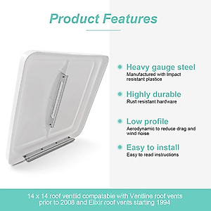 LBK 14" Universal RV, Trailer, Camper, Motorhome (White 2 Pack) Roof Vent Cover - Vent Lid Replacement, Made In USA