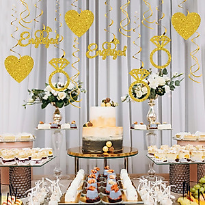 Maicaiffe We're Engaged Hanging Swirl Decorations - Glitter 14 Pcs Bridal Shower Party Supplies - Engagement Wedding Streamers - Bachelorette Party Foil Swirls Ceiling Decorations