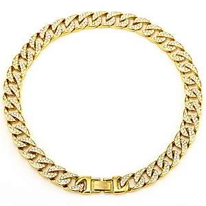 IDRUPACE Miami Mens Cuban Link Chain Silver Gold Plated Bling Cuban Necklace Diamond Chain for Men 13MM iced out chain Hip Hop Jewelry (Gold Chain+KING Pendant, 18.0 Inches)