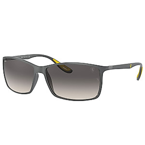 Ray-Ban RB4179M Scuderia Ferrari Collection Square Sunglasses, Matte Grey/Grey Gradient Dark Grey, 60 mm