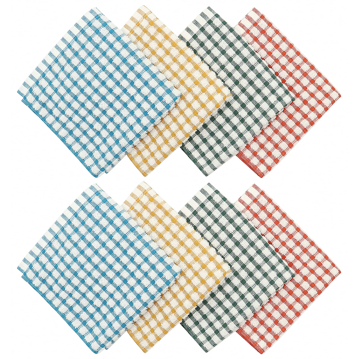 HFGBLG Cotton Cleaning Rags Terry Dish Cloths for Washing Dishes, Set of 8 Dish Rags for Cleaning, Light and Soft Dish Towels for Kitchen Drying Dishes, 11.8 Inch x 11.8 Inch (Mix Color)