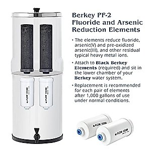 Royal Berkey Gravity-Fed Water Filter System 3.25 Gallon with 2 Black Berkey Elements, 2 Berkey PF-2 Fluoride and Arsenic Reduction Elements