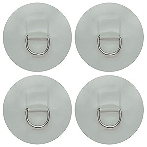 AUXPhome 4 X Stainless Steel D-Ring Pad/Patch for PVC Inflatable Boat Raft Dinghy Kayak - No Glue - Light Grey