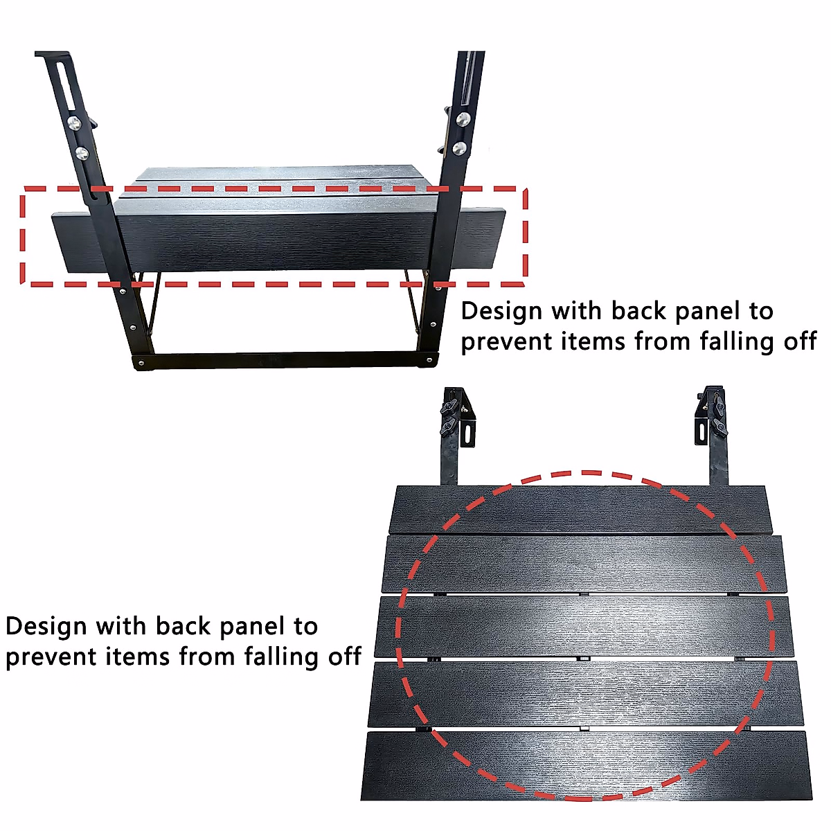 Generic Annurssy Foldable Balcony Railing Table, Rail Hanging Bar Table, Garden Baluster Patio Table(Black), Large