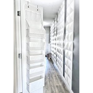 Over the Door Organizer foldable Wall Mount, Over Door Organizer 5 Pockets Storage, Over Door Organizers and Storage with side net pockets, Over the Door Organizers in Grey (White)