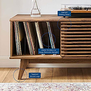 Modway Render Mid-Century Modern 37" Vinyl Record Display Stand in Walnut, 37 Inch