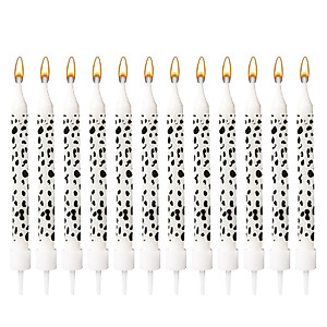 12pcs Cow Candles, Cow Print Cake Topper Birthday Party Candles Cake Decorations Baby Shower Birthday Farm Animal Theme for Girls Boys Party Favor Supplies