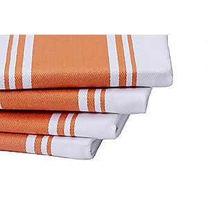 AMOUR INFINI Cotton Kitchen Towels - Set of 4 Highly Absorbent, Ultra Soft Tea Towel with Hanging Loop, 20x28 Inch Quick Drying Dish Cloths for Cleaning Dishes (Orange)