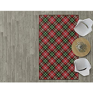 Brumlow MILLS Christmas Plaid Washable Festive Print Holiday Area Rug for Living or Dining Room, Bedroom Carpet and Kitchen Rug, 5'x8', Multicolor