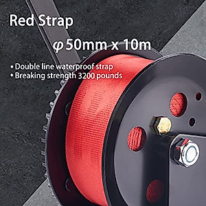 TYT 3200LB Boat Trailer Strap Winch with 10M (33ft) Red Nylon Strap, High-Efficiency Transmission Ratio 4:1/8:1 Gear Manual Hand Crank Winch for Towing Pulling Boat Trailer Truck RV ATV Jet Ski Winch