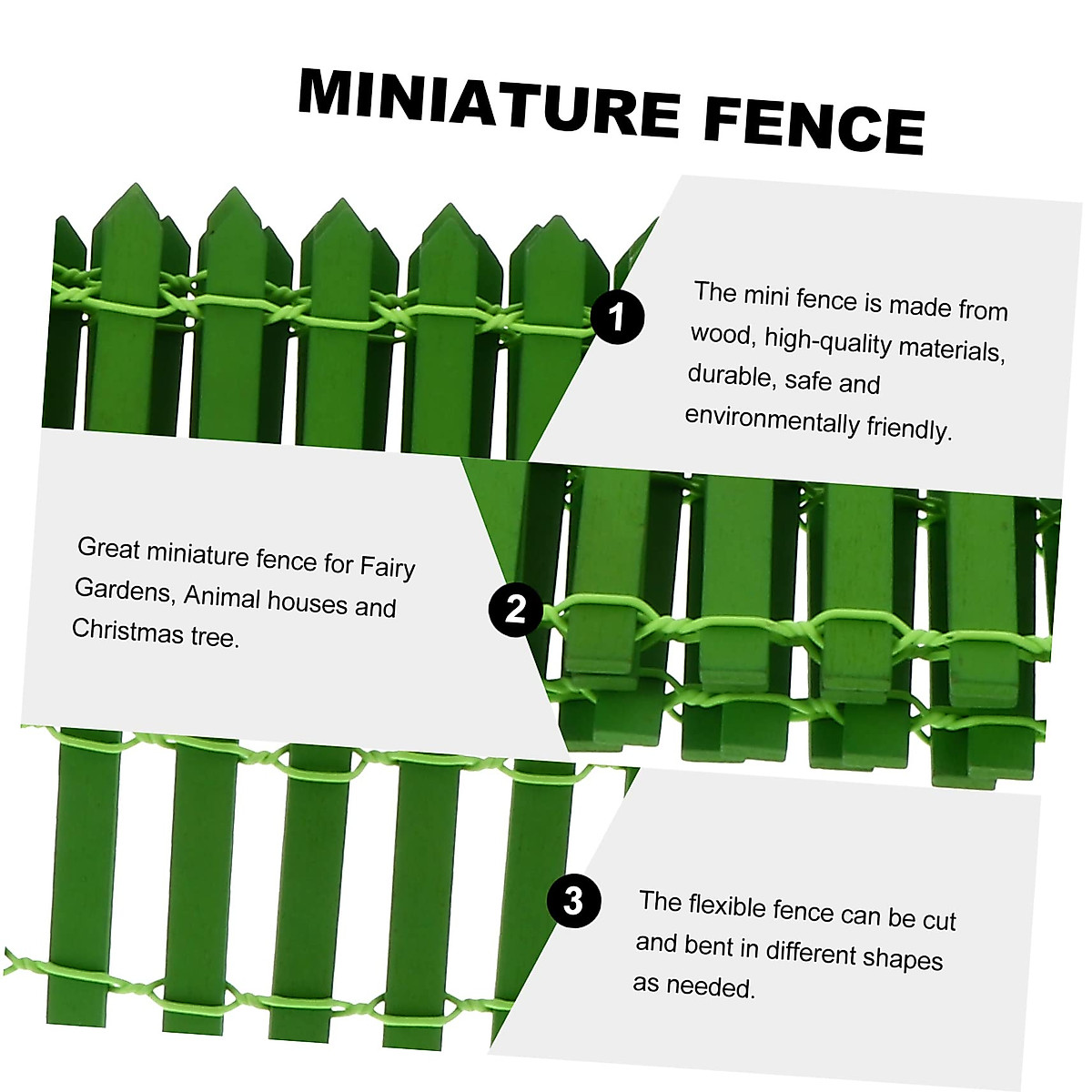MERRYHAPY Simple Mini Fences 2pcs Miniature Fencing for Fairy Garden Picket Fence Mini Picket Fence Decoration Miniature Fencing for Fairy Garden