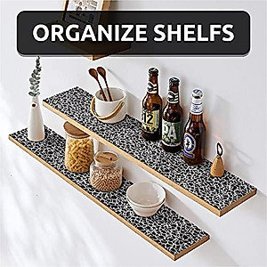 FIFTY-FEET 18X192 Inch Shelf Liner with Scissor & Tape Measure for Kitchen Cabinets, PVC Drawer Liner for Dresser Non-Slip Bathroom, Non-Adhesive Cabinet Liner Washable (Black Crack)