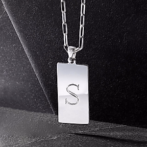 Ross-Simons Single-Initial - Italian Sterling Silver Tag Paper Clip Link Necklace. 18 inches
