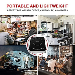 COOKTRON Portable Induction Cooktop 1800W, 10 Temperature 9 Settings Induction Countertop Single Burner with 4H Timer, Sensor Touch Induction Cooker with Kids Safety Lock, black (AAMUS-CT-FS-IC312)