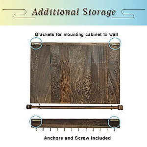 GLANT Rustic Wall Mounted Jewelry Organizer with Wooden Barndoor Decor,Wooden Wall Mount Holder,Jewelry holder for Necklaces, Earings, Bracelets, Ring Holder. Includes matching hook organizer (Rustic)