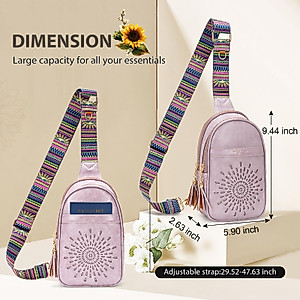 APHISON Small Sling Bag Fanny Packs Cell Phone Purse Vegan Leather Crossbody Bags for Women Chest Bag with Adjustable Strap Purple