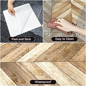 Peel and Stick Floor Tile, 12-Inch Vinyl Flooring 20 Tiles, Peel and Stick Flooring, Self Adhesive DIY Flooring for Kitchen, Dining Room, Bedrooms & Bathrooms