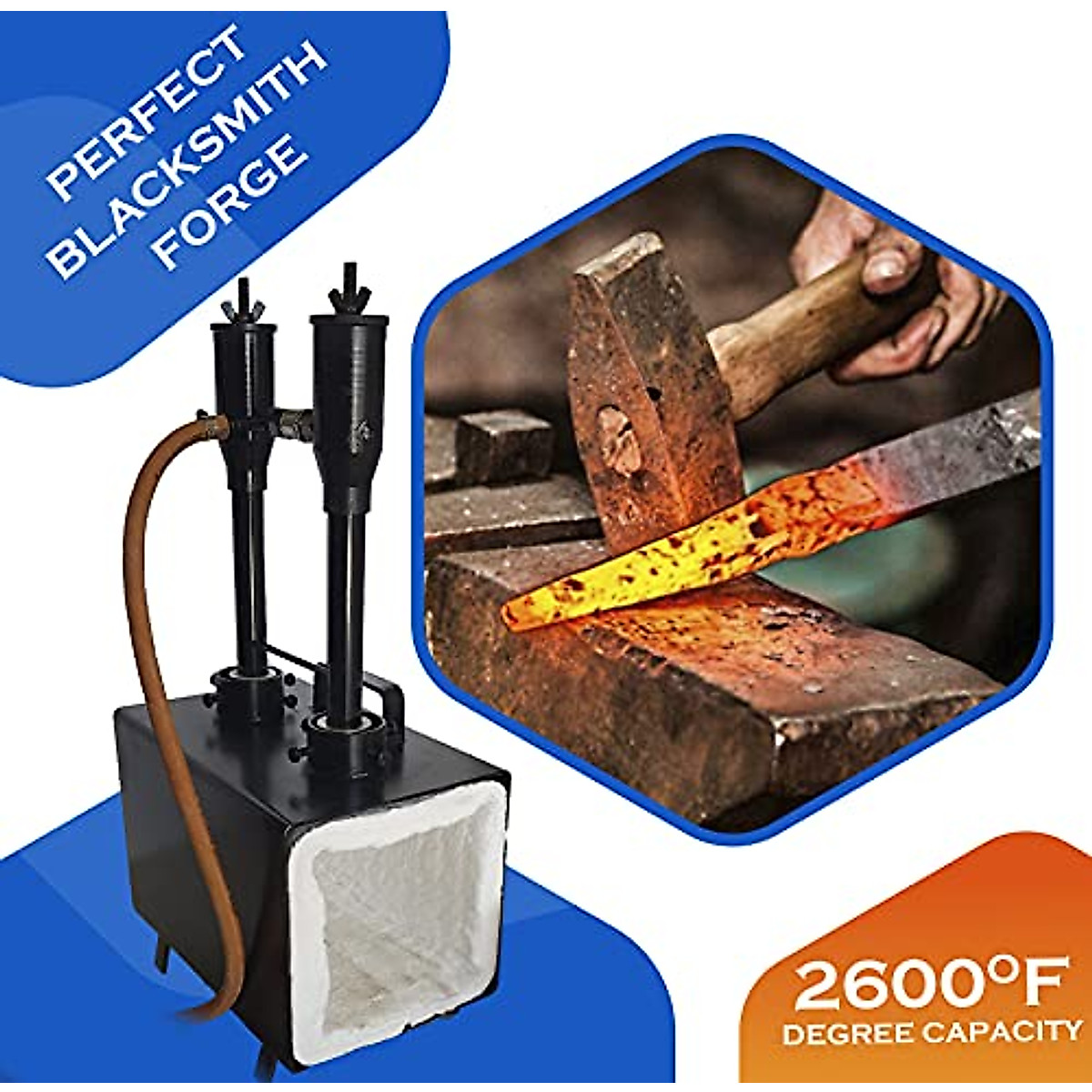 SIMOND STORE Portable Propane Double Burner Knife and Tool Making Farrier Forge - Rectangle Shape