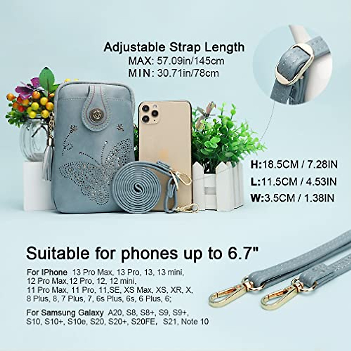 APHISON Small Crossbody Bags for Women, Lightweight Mini Cute Cell Phone Purse for Women with Tassel and Shining Butterfly