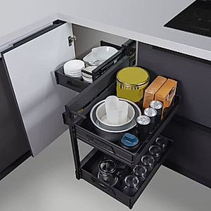 Blind Corner 4 Tray Shelf Slide Out Kitchen Cabinet Organizer Pull Out Blind Corner Cabinet with Soft Close Pull Out Left Or Right Handed Open Kitchen Pull Out Shelf Organiser