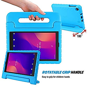 ProCase Kids Case for Alcatel Joy Tab 2 8 inch 2020(Model: 9032Z), Alcatel Joy Tab 2 Case, Shockproof Kids Friendly Convertible Handle Stand Case for Metrobyt-Mobile Alcatel Joy Tab 2 Tablet -Blue