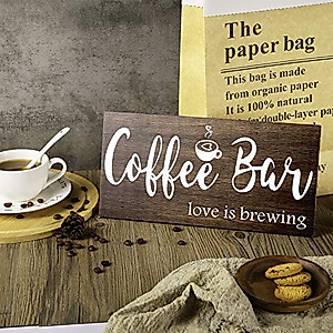 Jetec Coffee Bar Sign Rustic Wood Coffee Sign Farmhouse Coffee Bar Wall Decor Wood Plaque Hanging Sign for Home Housewarming Coffee Bar Coffee Station, 12 x 6 Inch
