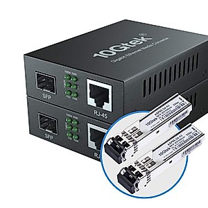 Gigabit Ethernet Media Converter, MultiMode Dual LC Fiber to Ethernet RJ45 Converter for 10/100/1000Base-Tx to 1000Base-SX(with a SFP MMF 850-nm Module), UL Certified, up to 550-m, Pack of 2