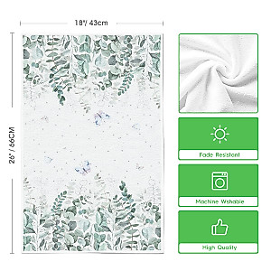 Artoid Mode Eucalyptus Leaves Flower Vase Kitchen Towels Dish Towels, 18x26 Inch Summer Holiday Decoration Hand Towels Set of 2