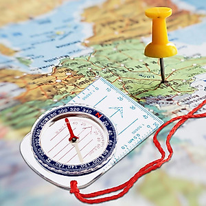 BBTO 9 Pieces Orienteering Compass Hiking Backpacking Camping Compass Map Reading Outdoor Waterproof Compass for Scout Kids Women