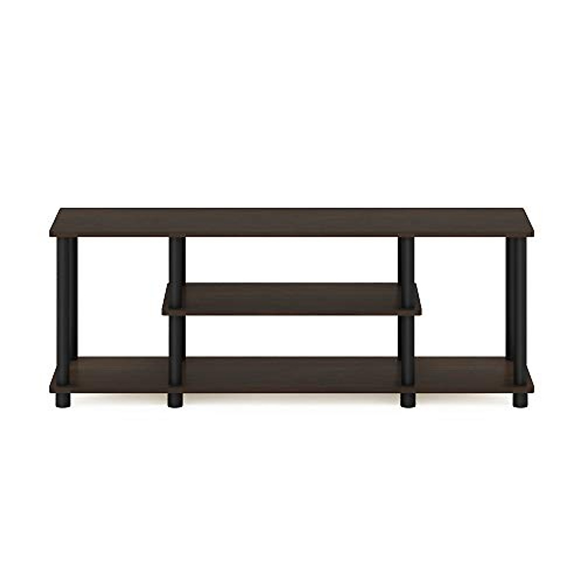Furinno Turn-N-Tube No Tools 3D 3-Tier Entertainment TV Stand up to 50 inch TV, Round Tubes, Dark Brown / Black