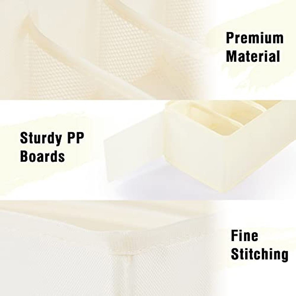 TECHMILLY Closet Underwear Storage Organizer, 3 Set Dresser Drawer Divider and Foldable Storage Boxes for Socks, Blets, Ties and Panties