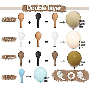 Blue Brown Balloon Garland Double Stuffed Blush Balloon Arch Kit Latex Tan Balloons For Teddy Bear Baby Shower Neutral Birthday Graduation Party Anniversary luau Boho Safari Decorations