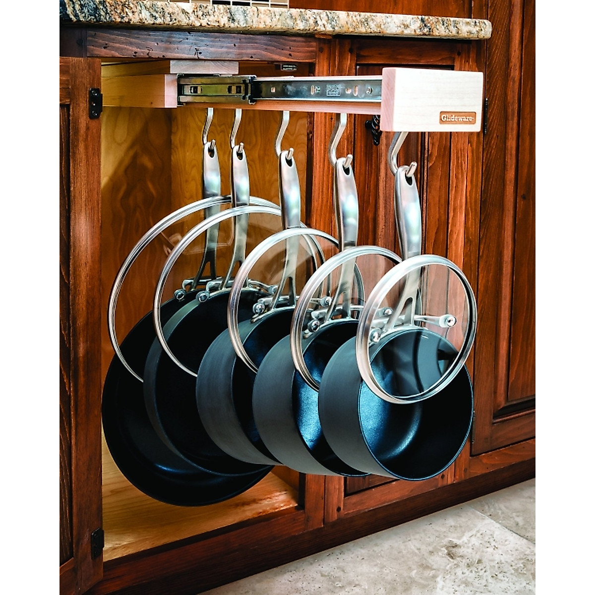 Glideware Pan 7 Hook Utility Organizer with Ball Bearing Slides